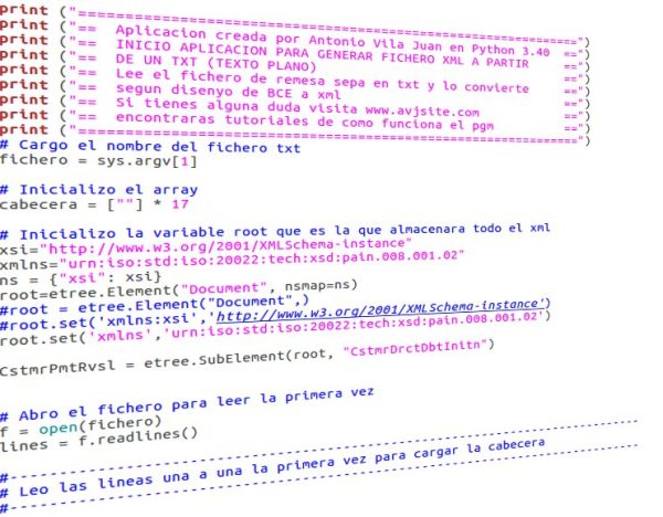 Código fuente remesas SEPA en python